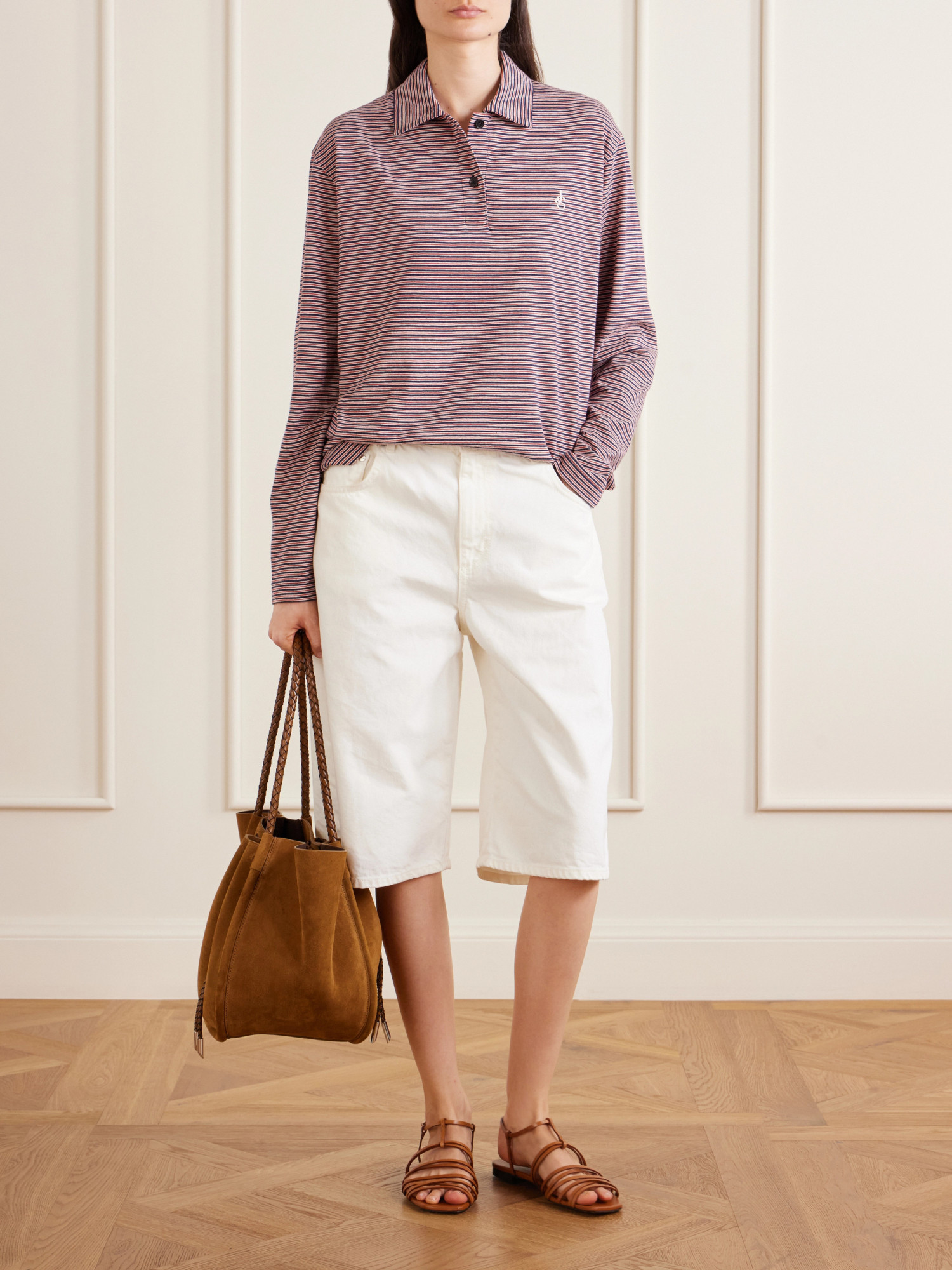 JIL SANDER Jil Sander Long-Sleeved Striped Polo Top